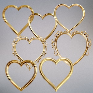 Gold Heart Frames Clipart, Valentines Golden Heart PNG Bundle ...