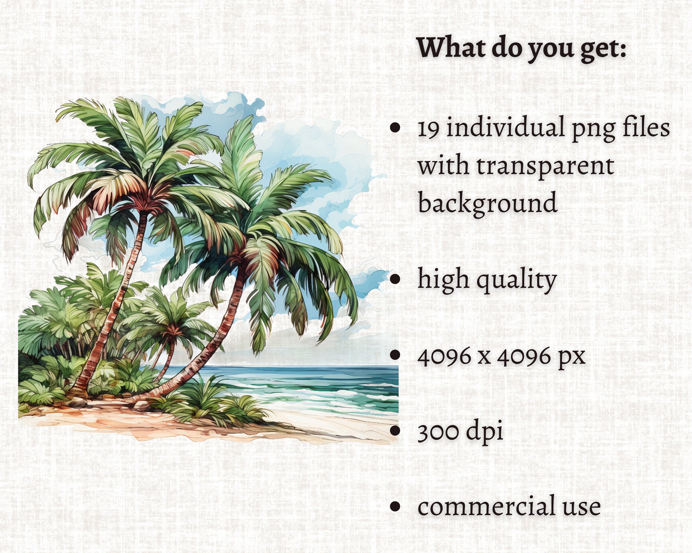 Tropical Beach Clipart Watercolor Beach Clipart Bundle - Etsy