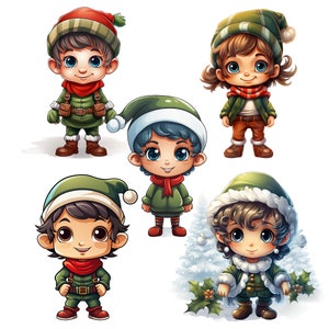 Christmas Elf Clipart, Cute Elves PNG, Holiday Clip Art, Cartoon ...