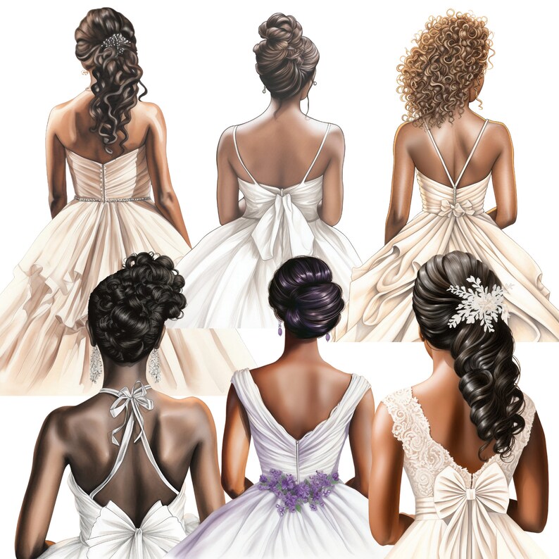 Black Bride Clipart, African American Bride, Wedding Clipart, Wedding ...