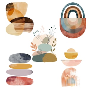 Boho Clipart Bundle Bohemian Elements Illustration PNG Abstract Boho ...
