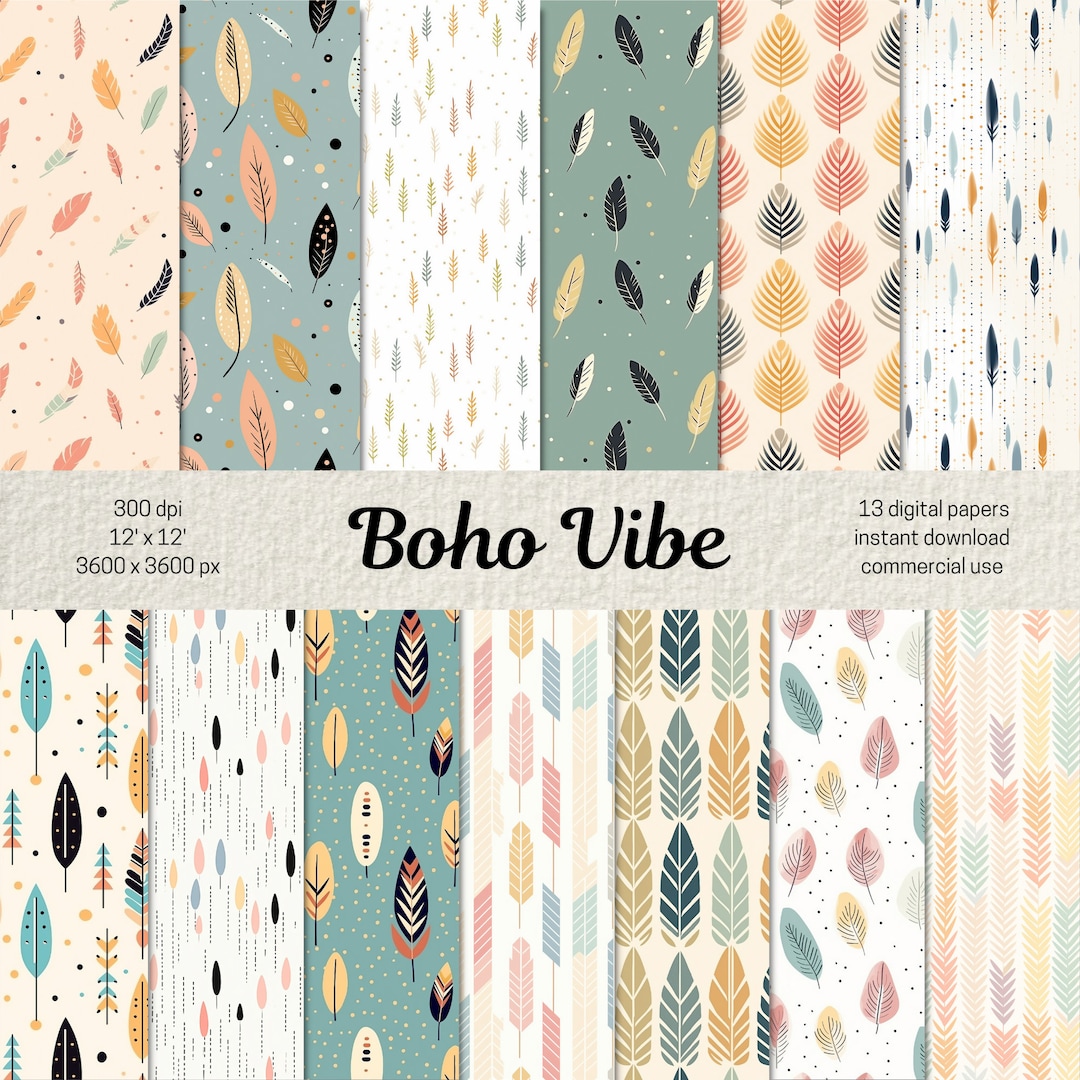 Boho Digital Papers, Bohemian Seamless Pattern for Scrapbooking and ...