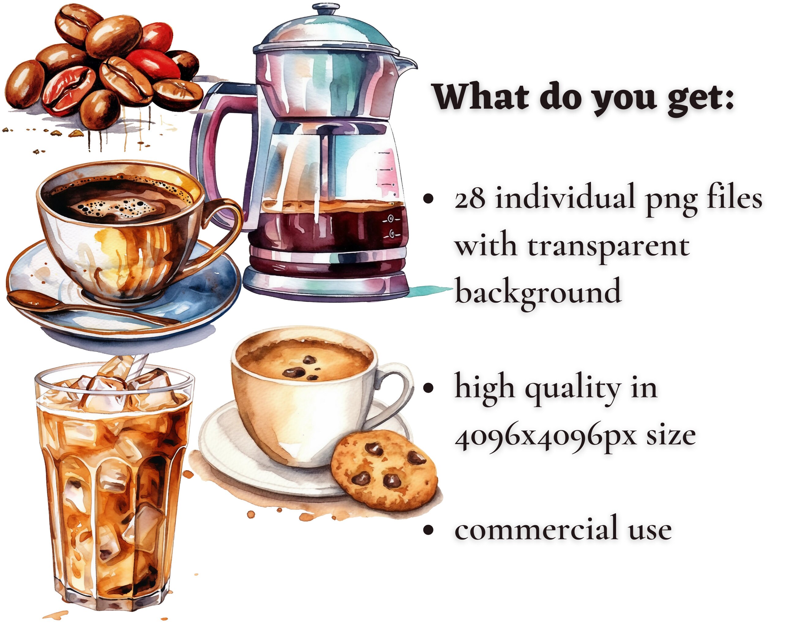 Watercolor Coffee Clipart Coffee Clipart Coffee Lover - Etsy