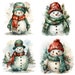 Christmas Snowman Clipart Vintage Christmas PNG Watercolor - Etsy
