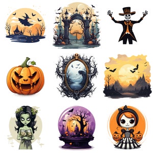 Cute Halloween Clipart Bundle, Haunted House Skeleton Mummy Witch ...