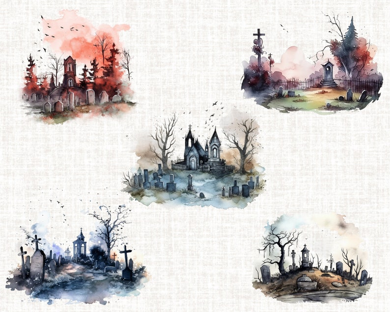 Halloween Graveyard Clipart Spooky Graveyard PNG Scary - Etsy