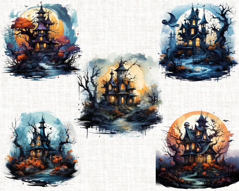 Haunted House Clipart Bundle Halloween House PNG Spooky - Etsy