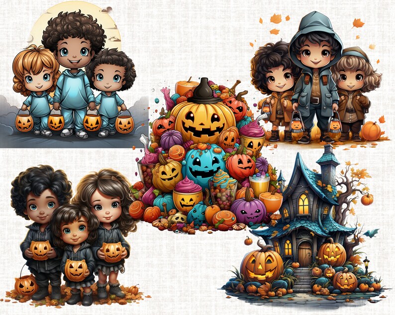 Trick or Treat Clipart Halloween Clipart Bundle Halloween - Etsy