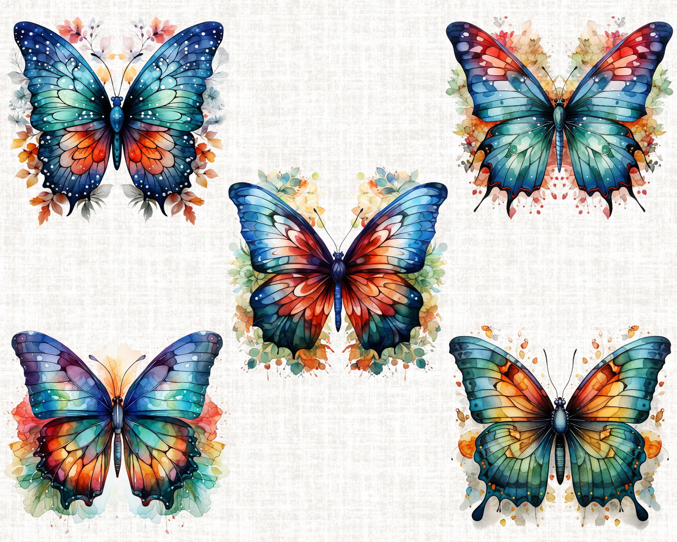 Colorful Butterflies Clipart Bundle Watercolor Butterfly - Etsy