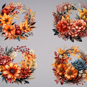Autumn Wreath Clipart, Watercolor Fall Arrangements, Autumn Decor ...