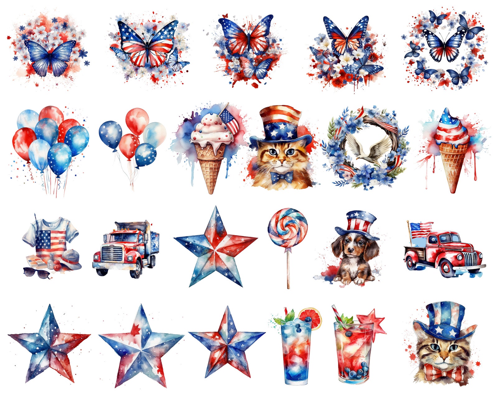 4th of July Clipart Bundle Patriotic Clipart American - Etsy