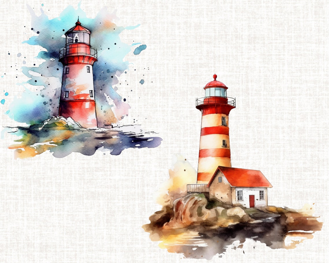 Lighthouse Clipart Watercolor Lighthouse PNG Maritime - Etsy