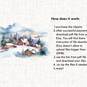 Winter Wonderland Clipart, Watercolor Winter Clipart, Winter Village ...