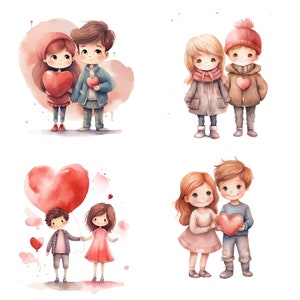 Valentine Kids Clipart Bundle Cute Children Love Graphics Be My ...