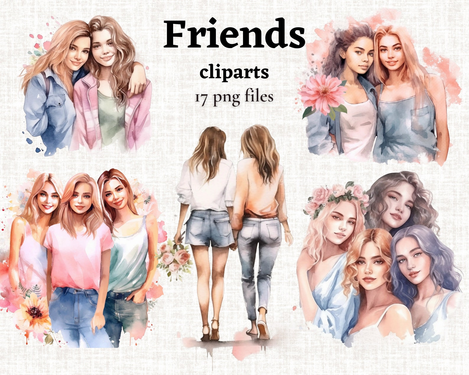 Best Friend Clipart Female Friends Clipart BFF Clipart Soul - Etsy