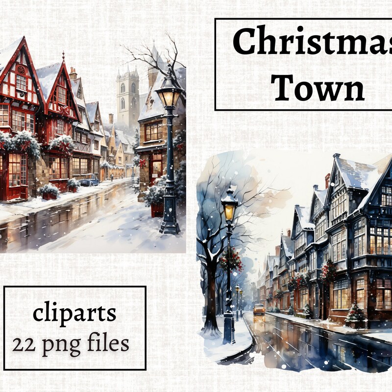 Christmas Town Clipart - Etsy Australia