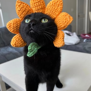 CROCHET PATTERN - Flower Cat Hat Crochet Pattern Digital PDF, Sunflower ...