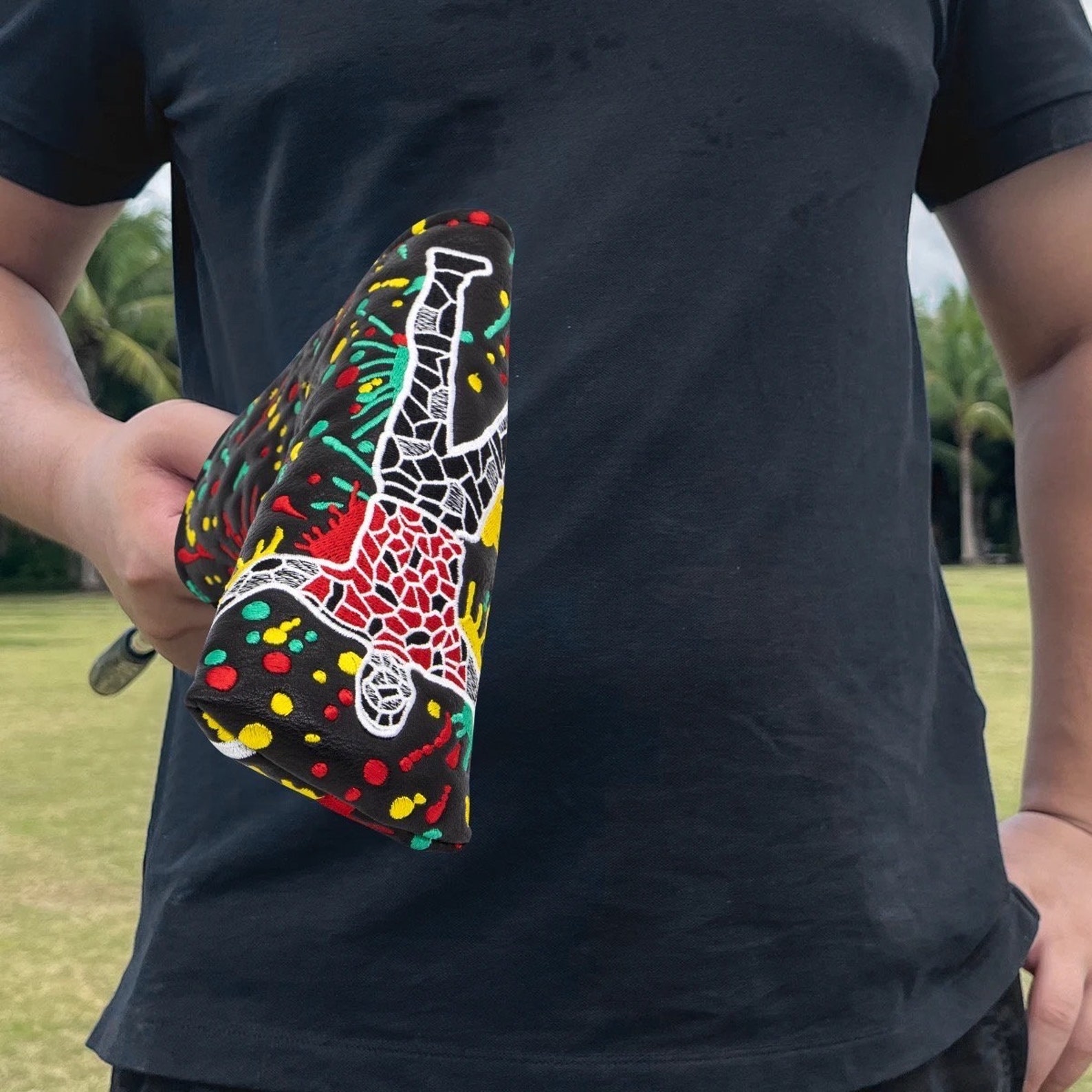 Golf Putter Headcover - Leather Blade Cover - Paint Splatter Golf Cover ...