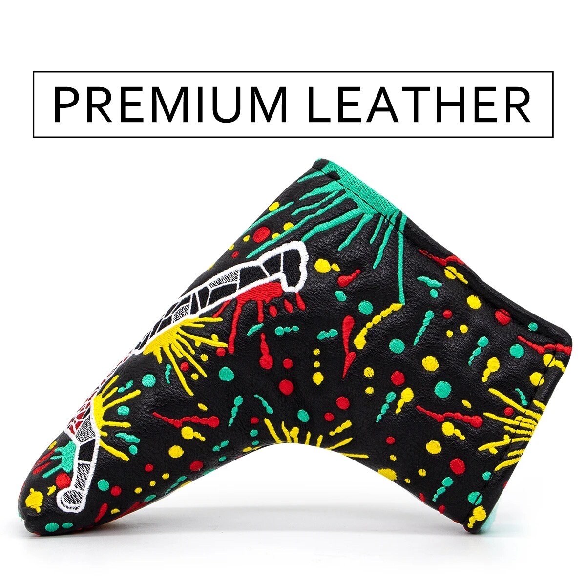 Golf Putter Headcover - Leather Blade Cover - Paint Splatter Golf Cover ...