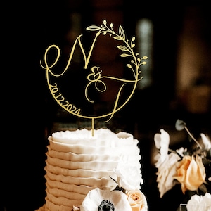 Custom Initial Wedding Cake Toppers, Gold Cake Topper for Wedding ...