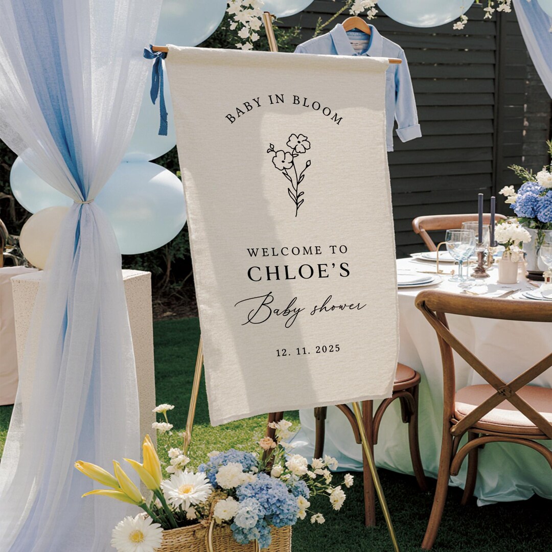 Welcome Sign for Baby Shower, Personalized Fabric Baby Shower Sign ...
