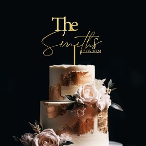 Personalisable Wedding Cake Topper, Gold Cake Topper Wedding, Custom ...