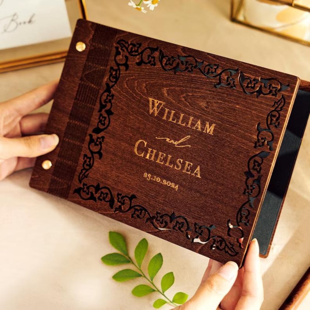 Wooden Wedding Guest Book, Personalized Wooden Guest Book Perfect for ...
