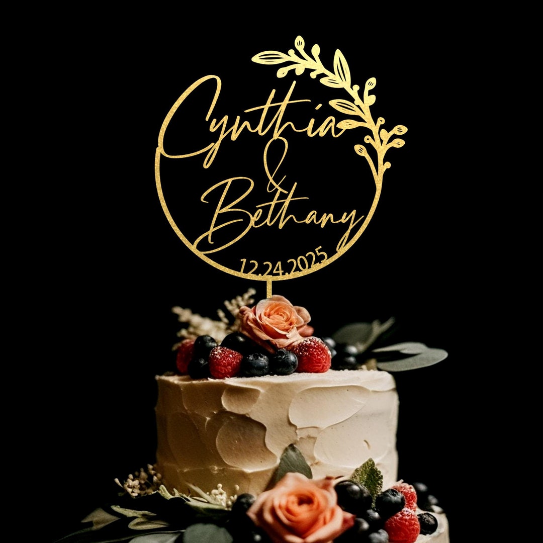 Custom Initial Wedding Cake Toppers, Gold Cake Topper for Wedding ...