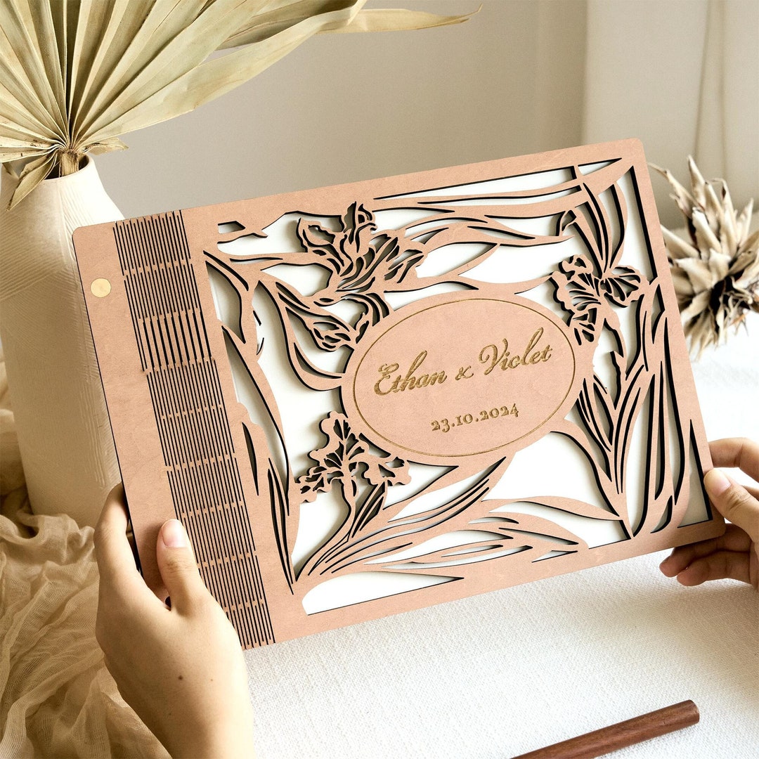Wooden Wedding Guest Book, Personalized Wooden Guest Book Perfect for ...