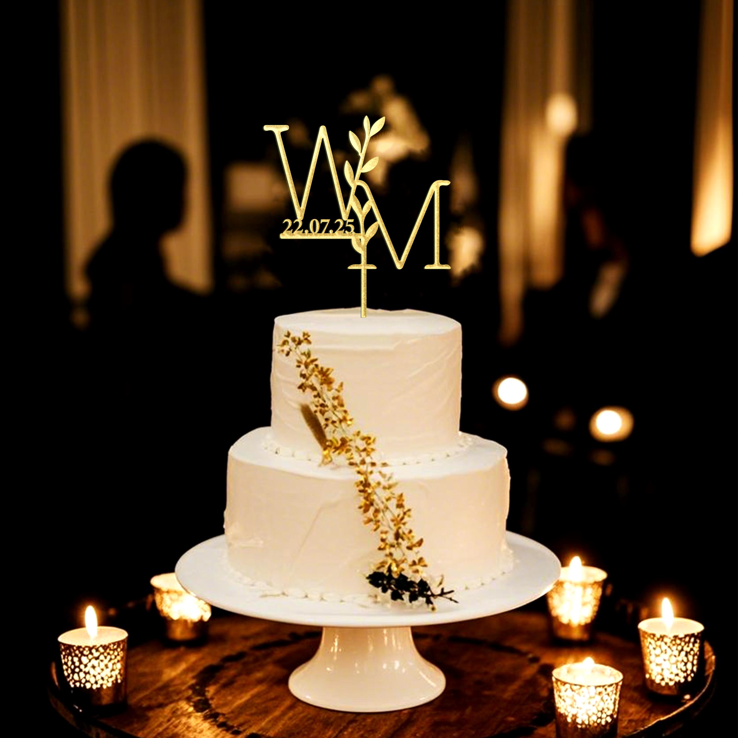 Custom Initial Wedding Cake Toppers, Gold Cake Topper for Wedding ...