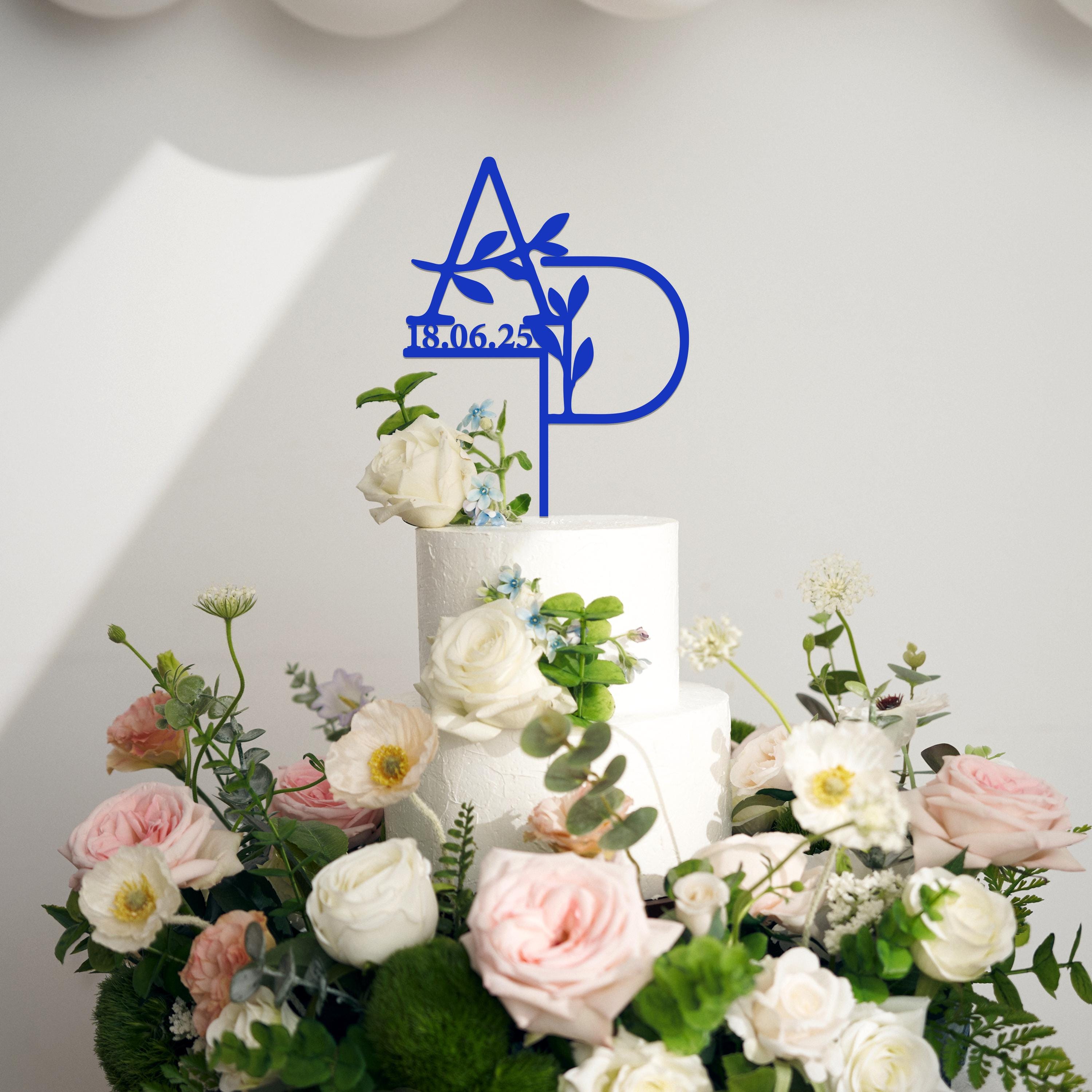 Custom Initial Wedding Cake Toppers, Gold Cake Topper for Wedding ...