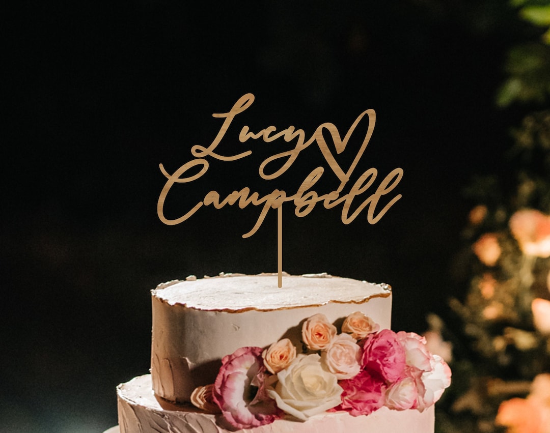 Personalized Boho Wedding Cake Topper With Heart Custom - Etsy