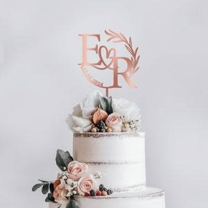 Custom Initials Cake Topper, Gold Rustic Wedding Cake Topper ...