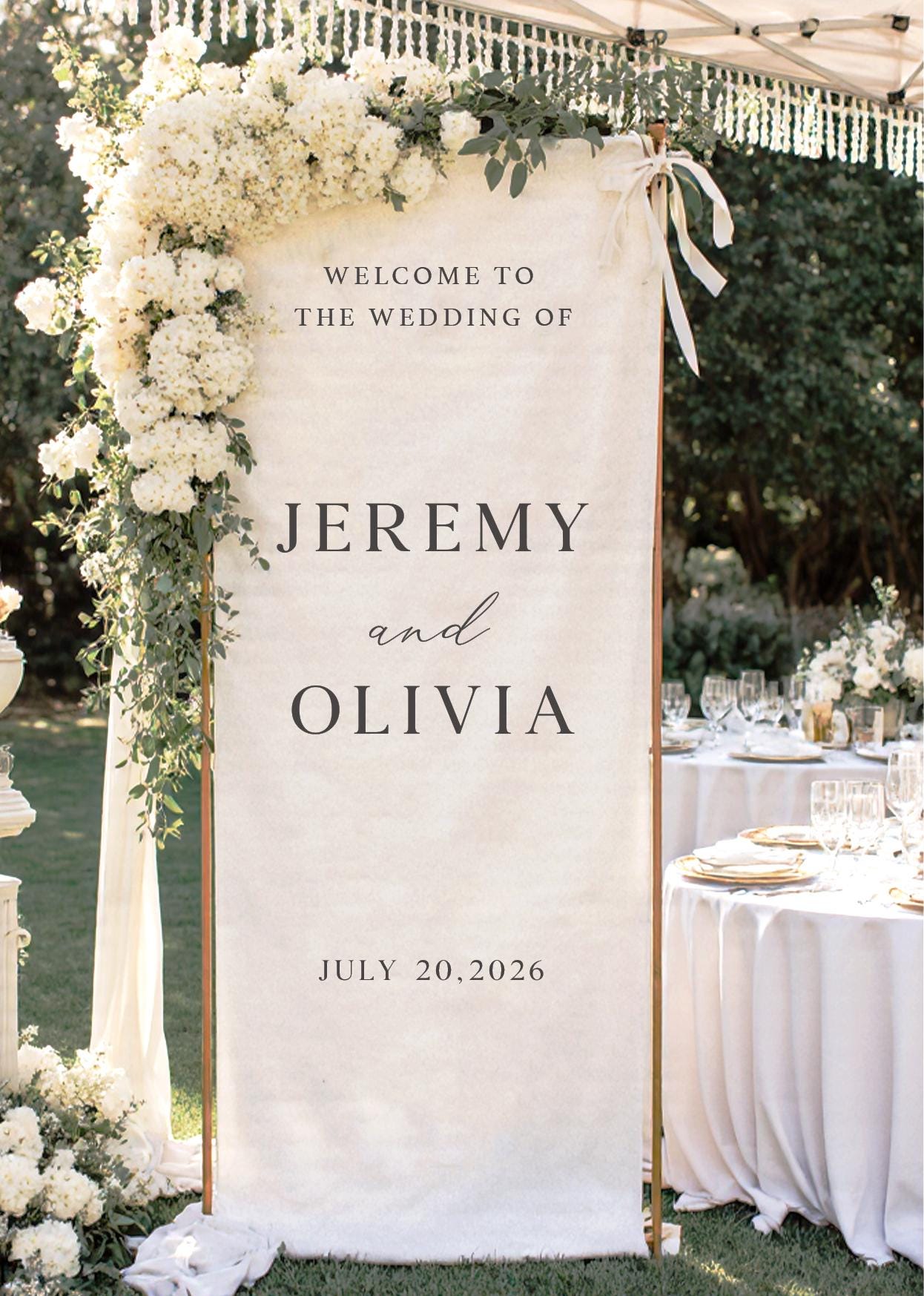 Custom Fabric Wedding Welcome Sign • Modern Linen Wedding Sign ...