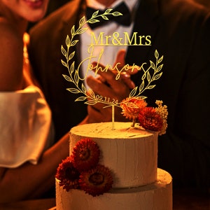 Gold Cake Topper for Weddings, Custom Cake Topper,personalized Cake ...