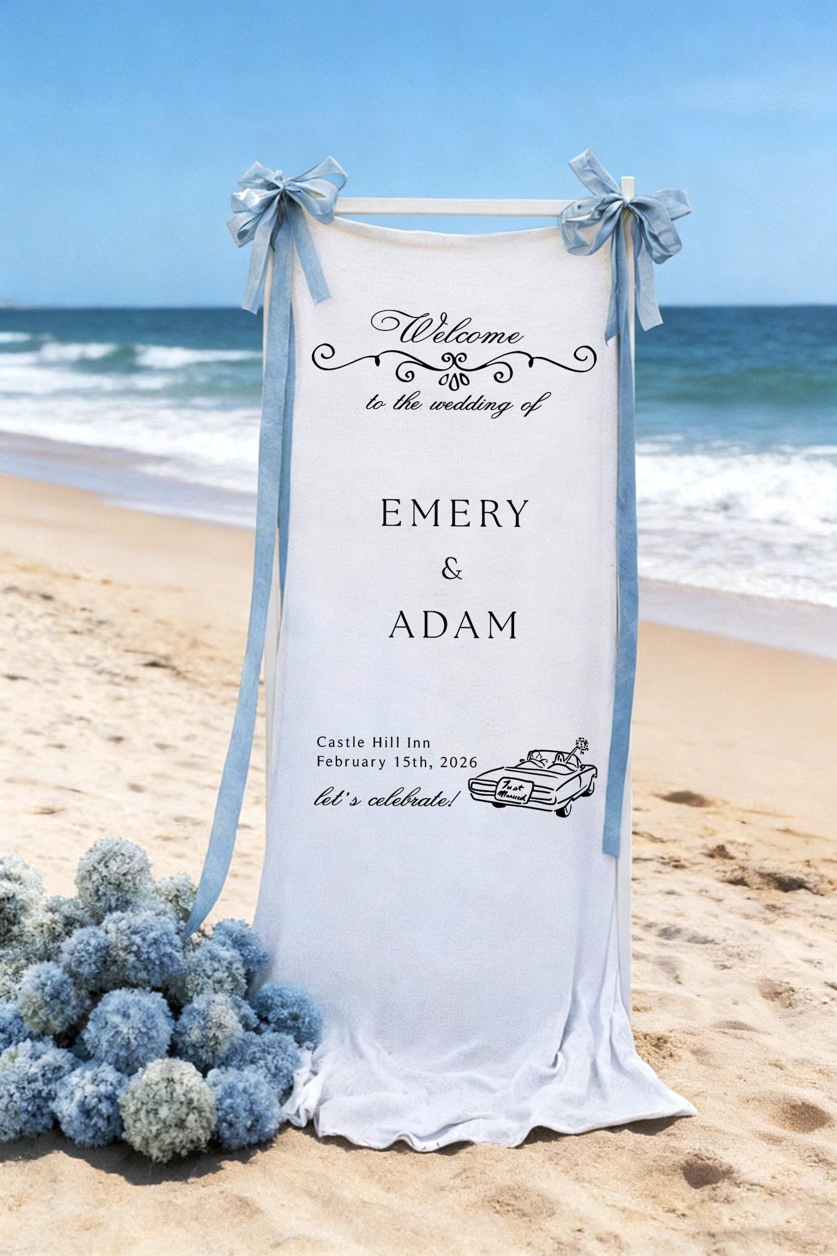 Custom Linen Wedding Sign, Fabric Wedding Sign, Custom Welcome Sign ...