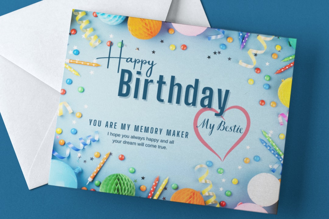 Printable Happy Birthday My Bestie Card, Instant Download Card, Best ...