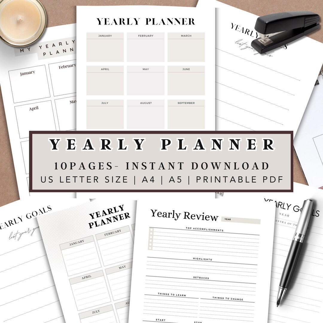 Printable Yearly Planner Yearly Undated Planner Minimalist Planner ...
