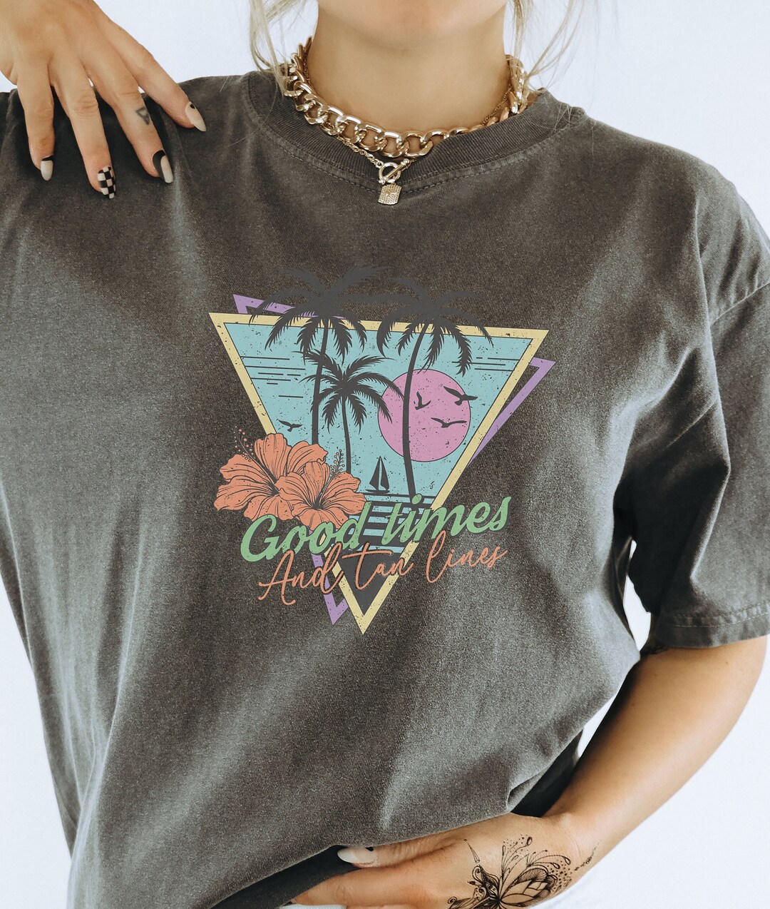 Vintage Inspired Beach Shirt, Beach Vibes Shirt, Oversized Beach T ...