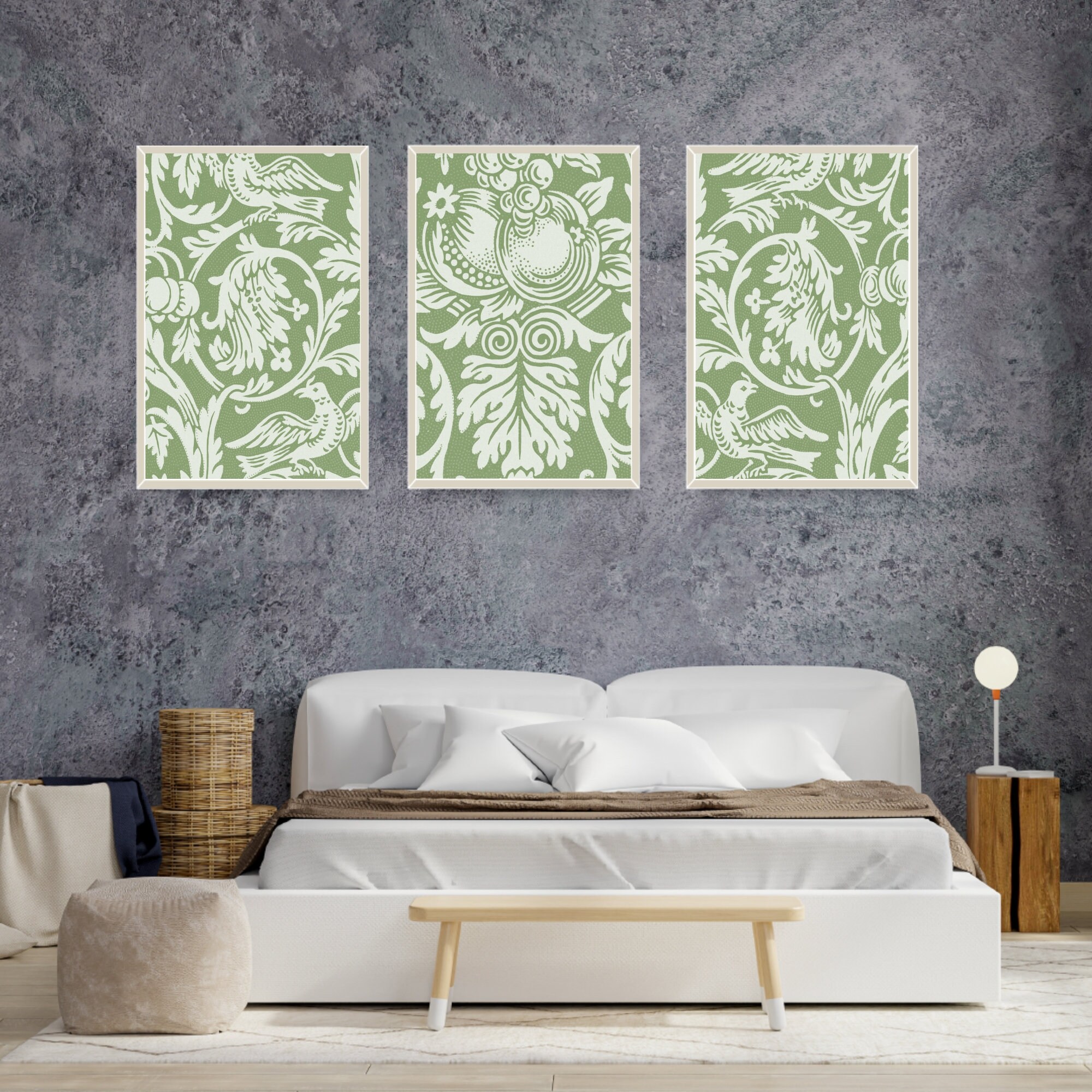 Best of William Morris :queen Anne Triptych in a Sage Green - Etsy