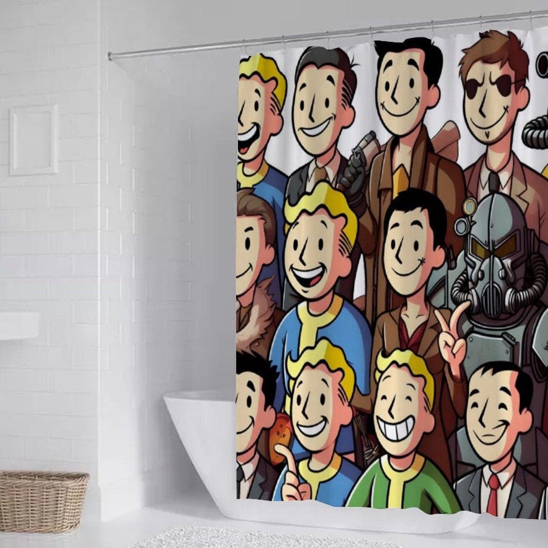 Fallout Shower Curtain, Fallout Vault Boy Shower Curtain With Hooks ...