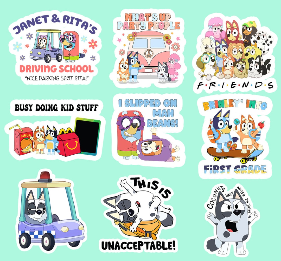 Bluey Vinyl Stickers, Bluey Stickers, Bluey Birthday Sticker, Bluey Car ...