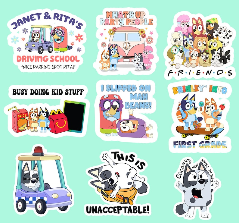 Bluey Vinyl Stickers, Bluey Stickers, Bluey Birthday Sticker, Bluey Car ...