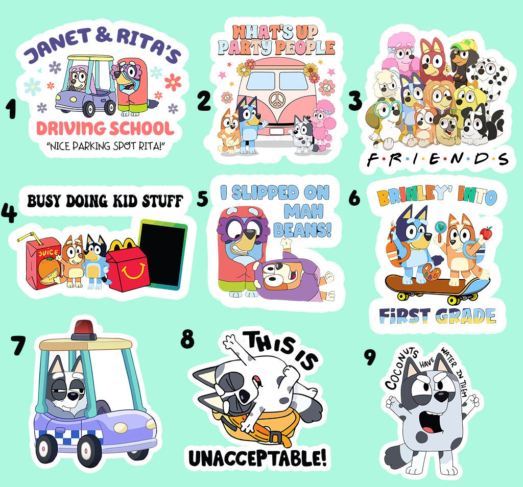Bluey Vinyl Stickers, Bluey Stickers, Bluey Birthday Sticker, Bluey Car ...