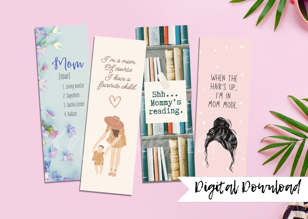 Digital Download Funny Mom Bookmark Bundle Bookmarks, Cute Bookmark ...