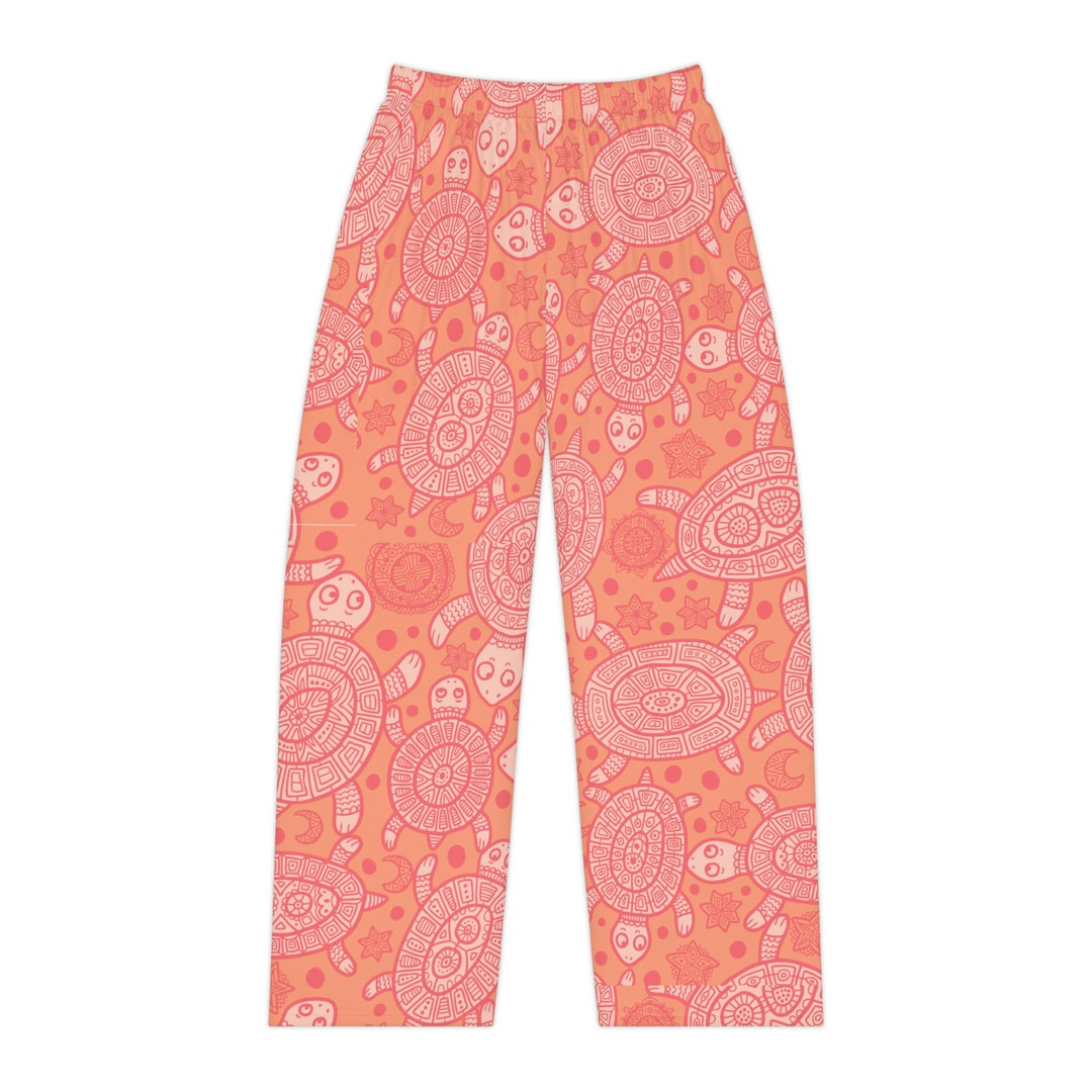 Pastel Peach Pink Sea Turtles Women's Pajama Pants AOP - Etsy