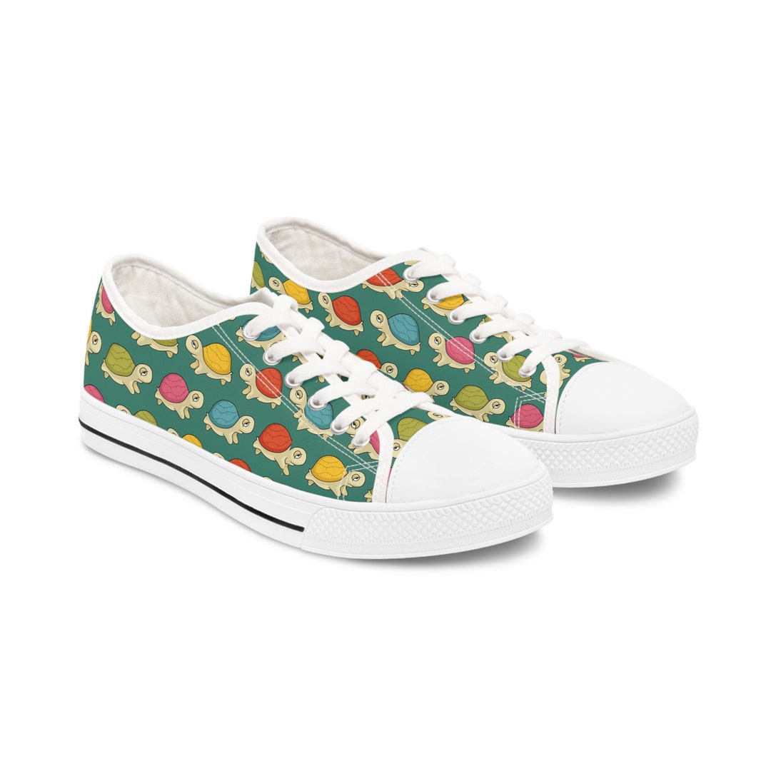 Tiny Turtles Green Women's Low Top Sneakers, Turtle Womens Kicks ...