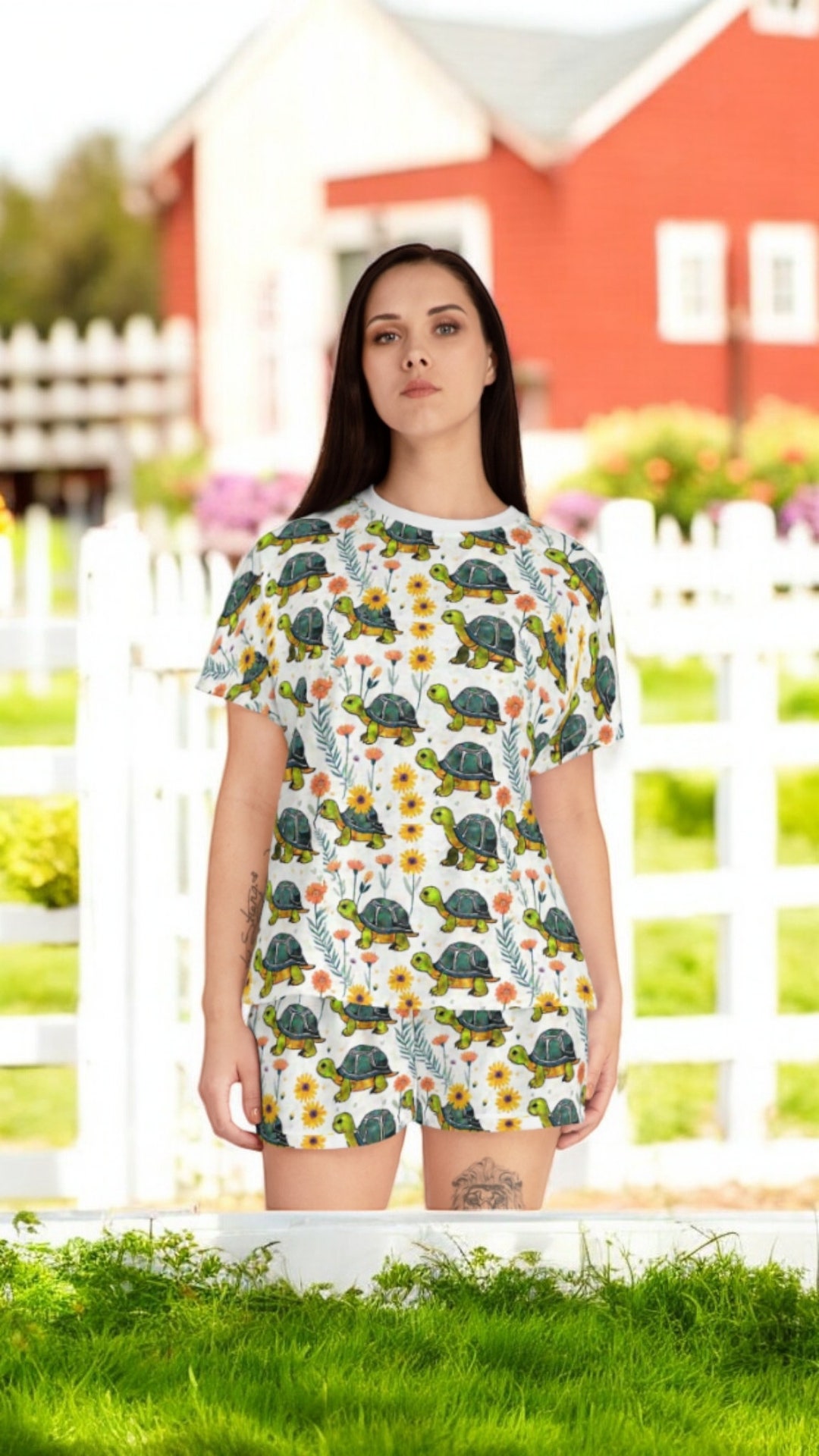 Adorable Tortoise Original Artist Turtle Lovers Design Women's 2 Piece ...