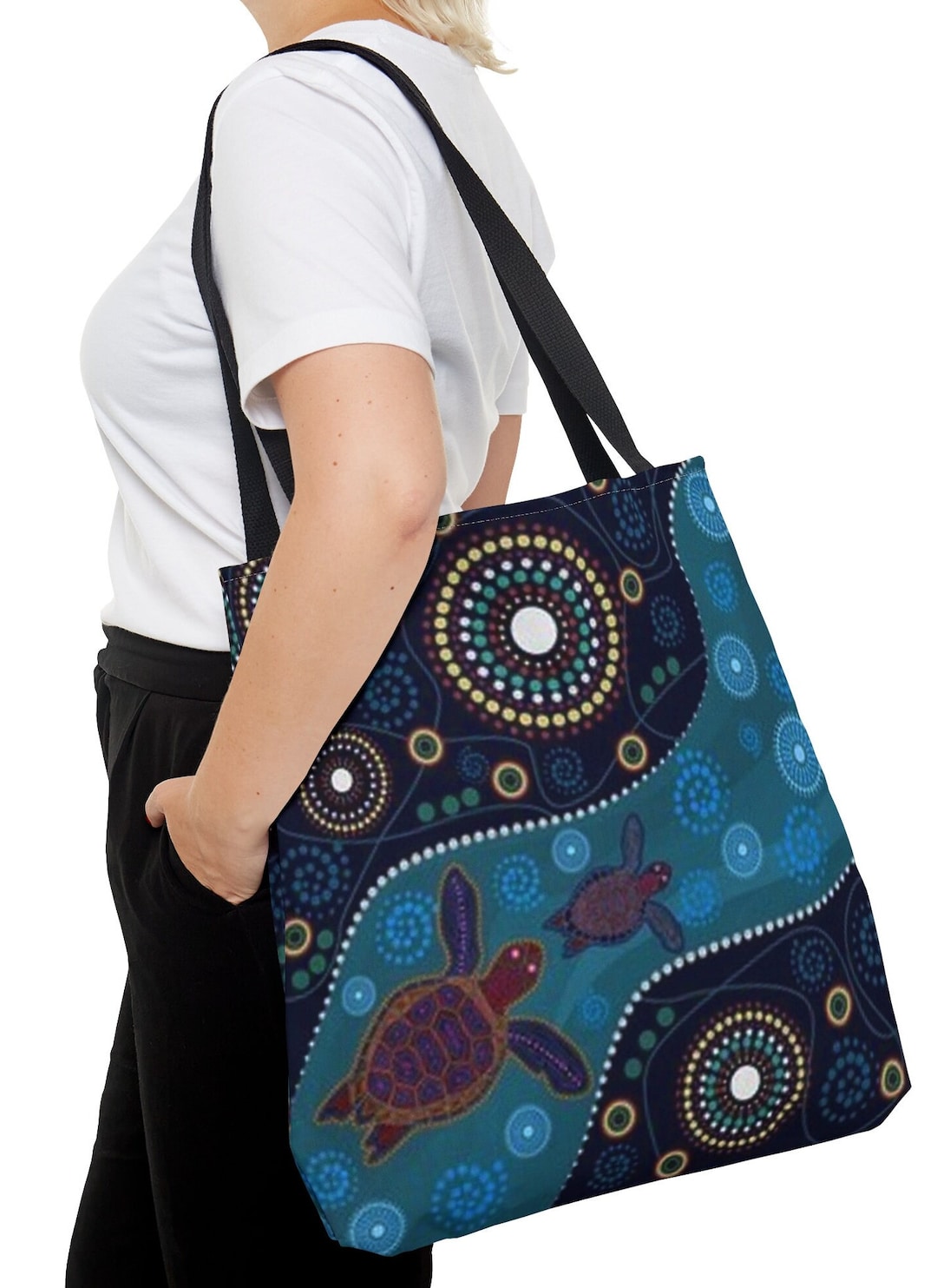 Navy Sea Turtle Reusable Tote Bag, Turtle Tote, Turtle Bag, Sea Turtle ...