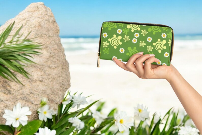 Boho Hippy Turtles, Green Floral Turtle Artistic Design, Long Zip ...